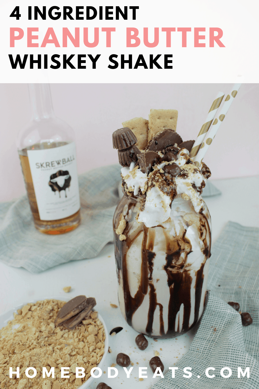 4 Ingredient Peanut Butter Whiskey Milkshake - Homebody Eats