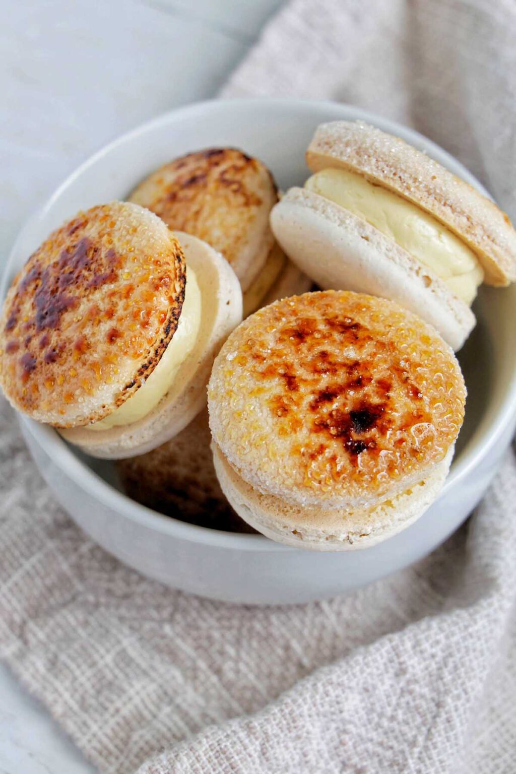 Crème Brûlée Macarons - Homebody Eats