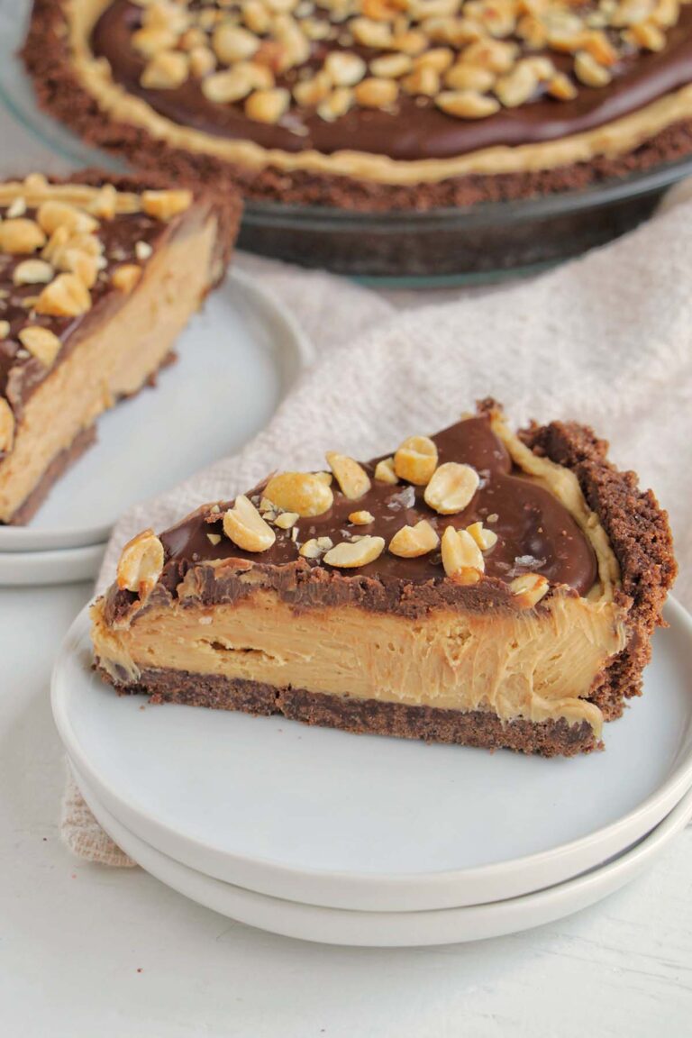 Peanut Butter & Chocolate Ganache Pie (No Bake) - Homebody Eats