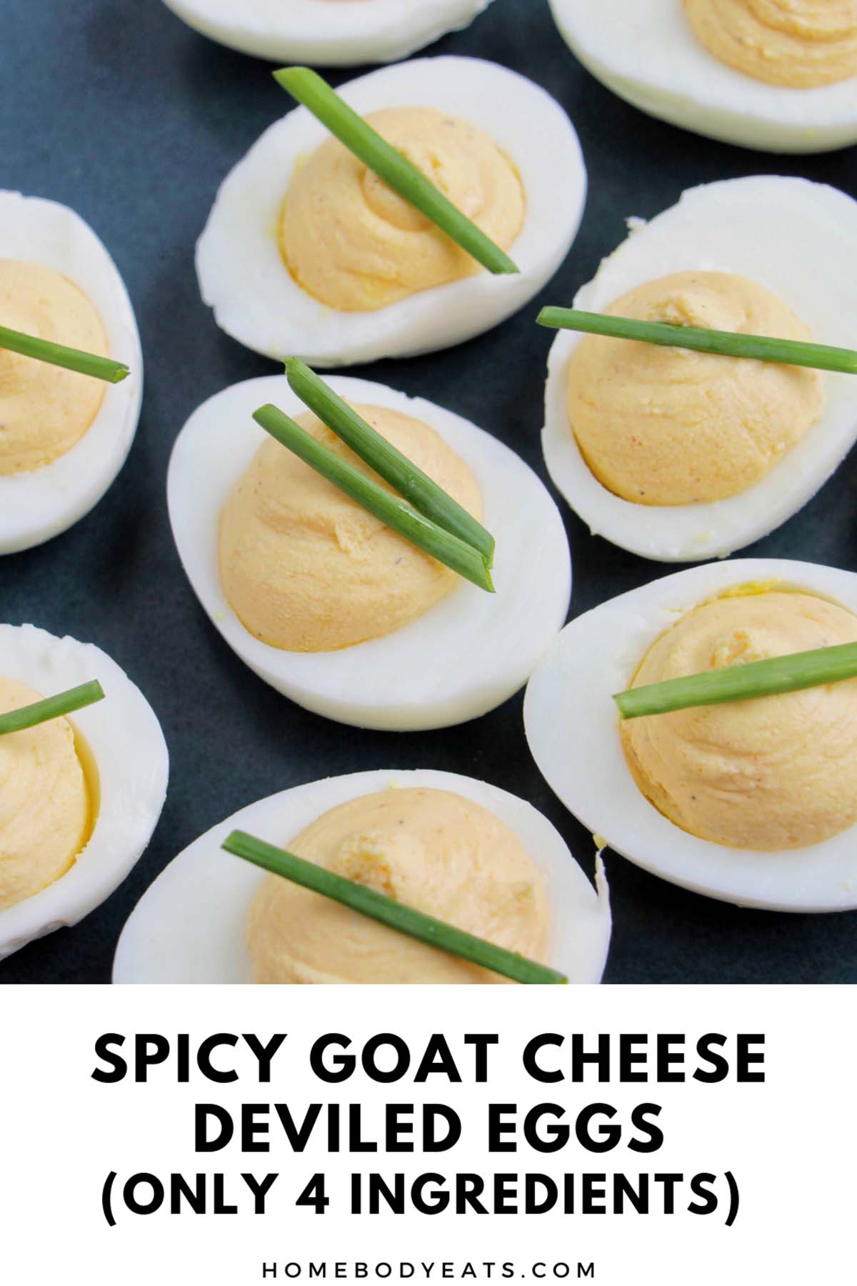 Spicy Goat Cheese Deviled Eggs - Homebody Eats