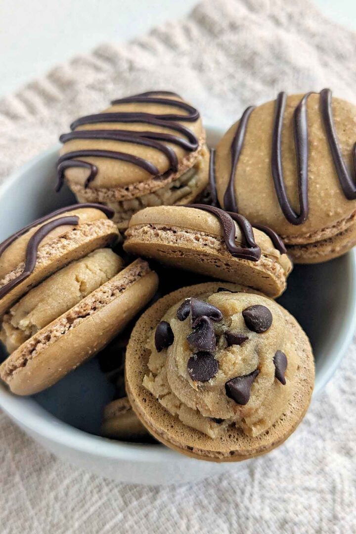 Chocolate Chip Cookie Dough Macarons - Homebody Eats