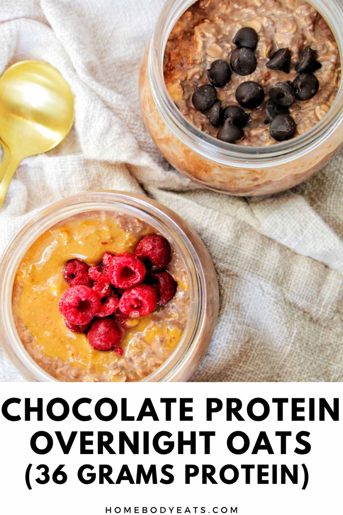 High Protein Chocolate Overnight Oats (36g Protein) - Homebody Eats