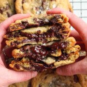 Hot Fudge Stuffed Chocolate Chip Cookies - Homebody Eats